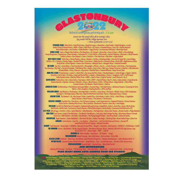 2022 LINE UP POSTER | Glastonbury Festival